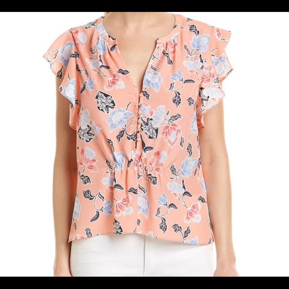 Joie | Tops | Joie Womens Floralprint Rufflesleeve Top | Poshmark